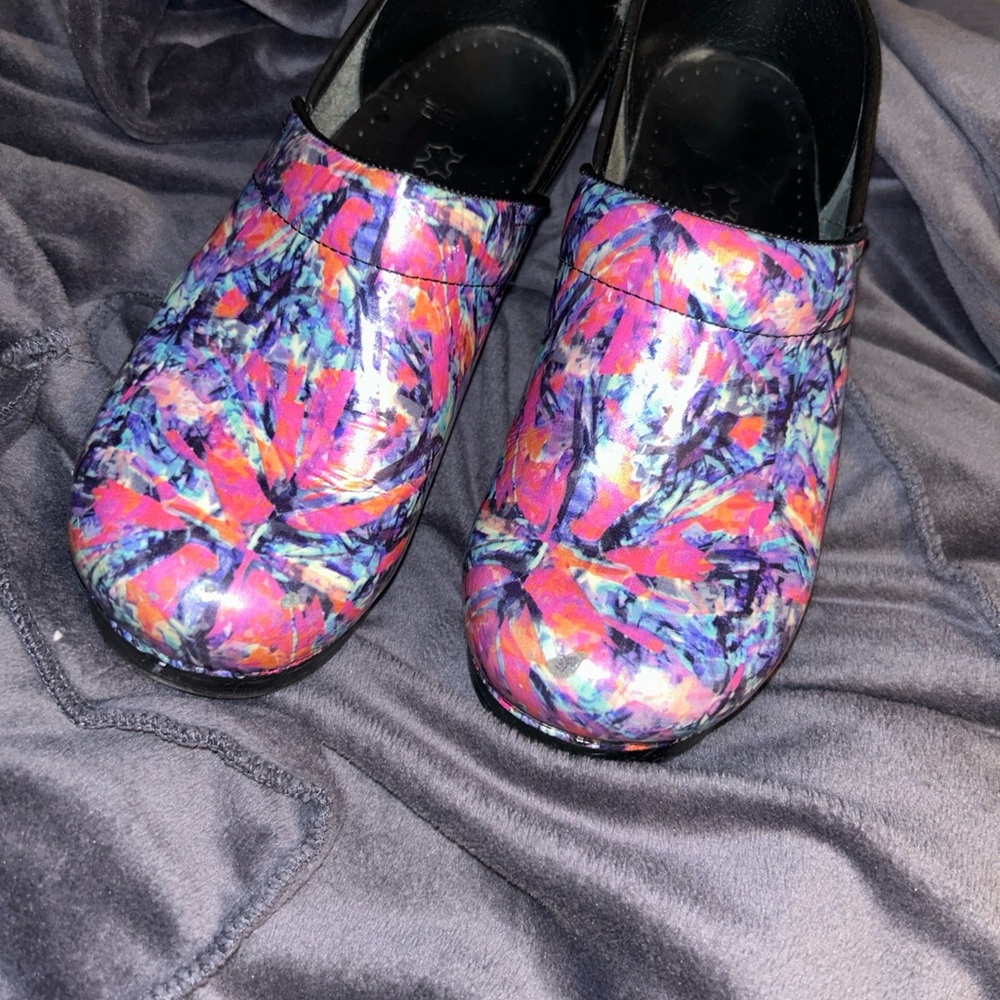 Dansko Professional Clogs Color Burst Leather Slip-On… - Gem